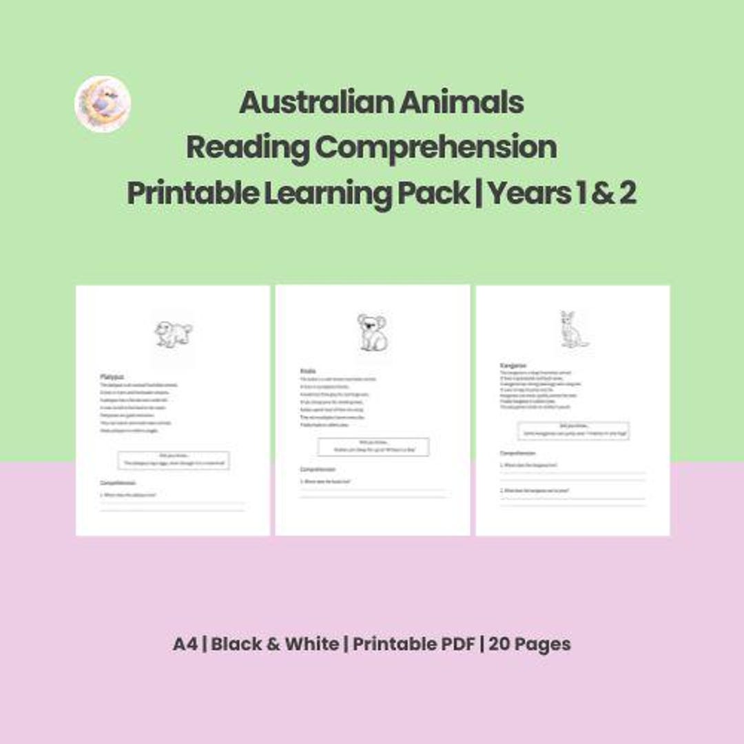 Australian Animals Reading Comprehension Worksheets | Year 1–2 Literacy ...
