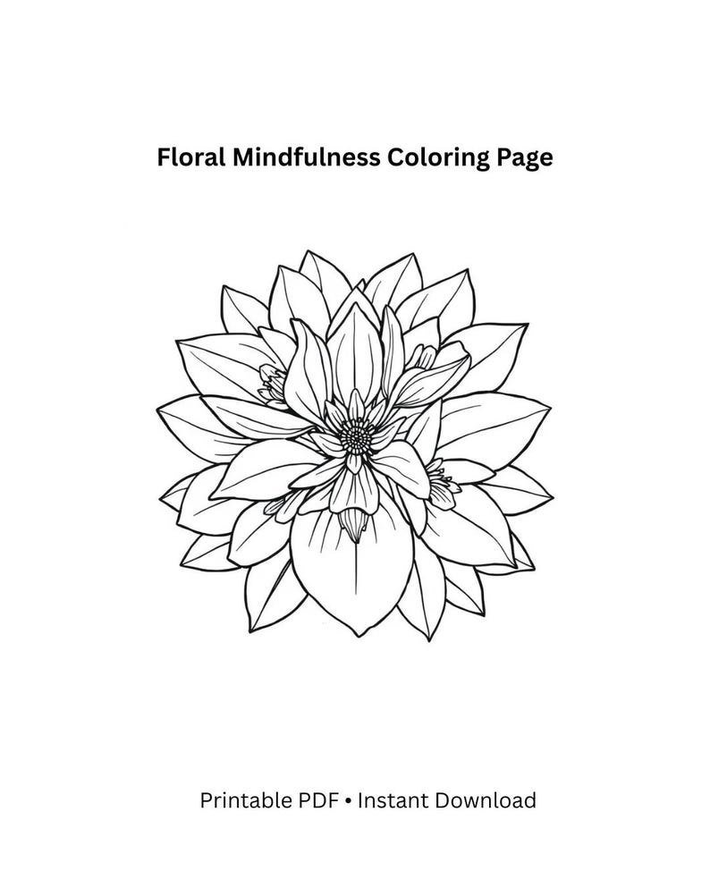 Floral Mindfulness Colouring Sheet | Instant Download PDF - Etsy