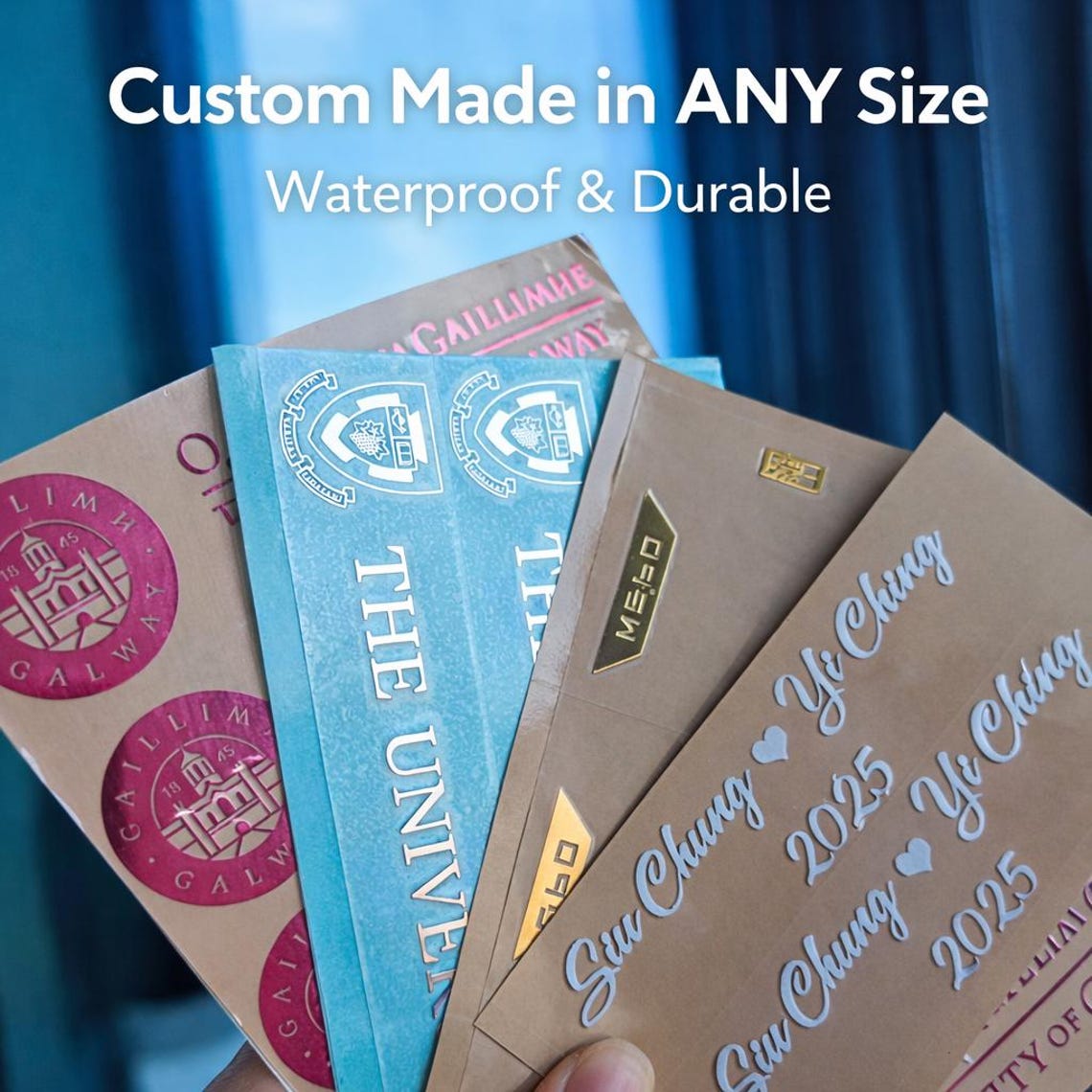 Custom UV DTF Gold Transfer Stickers – Logo Labels for Packaging, No ...