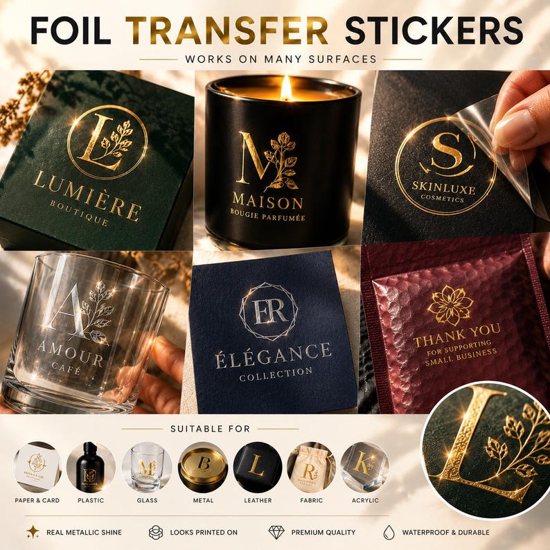 Custom UV Transfer Stickers Gold Silver | No Background Logo Decals for ...