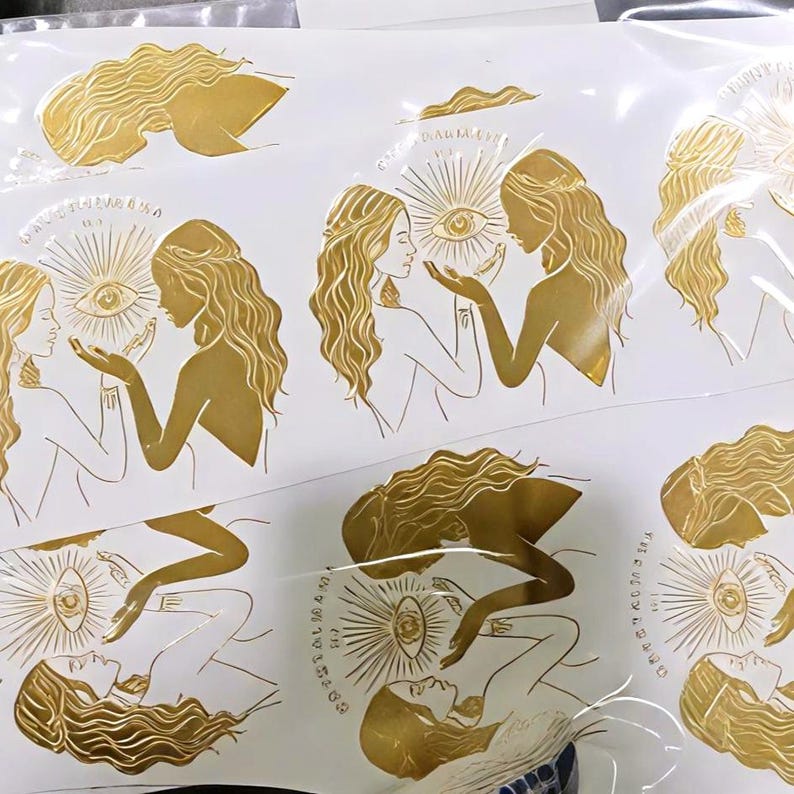 Custom UV DTF Transfer Stickers | Gold Foil, Metallic, & Color Logos - Etsy