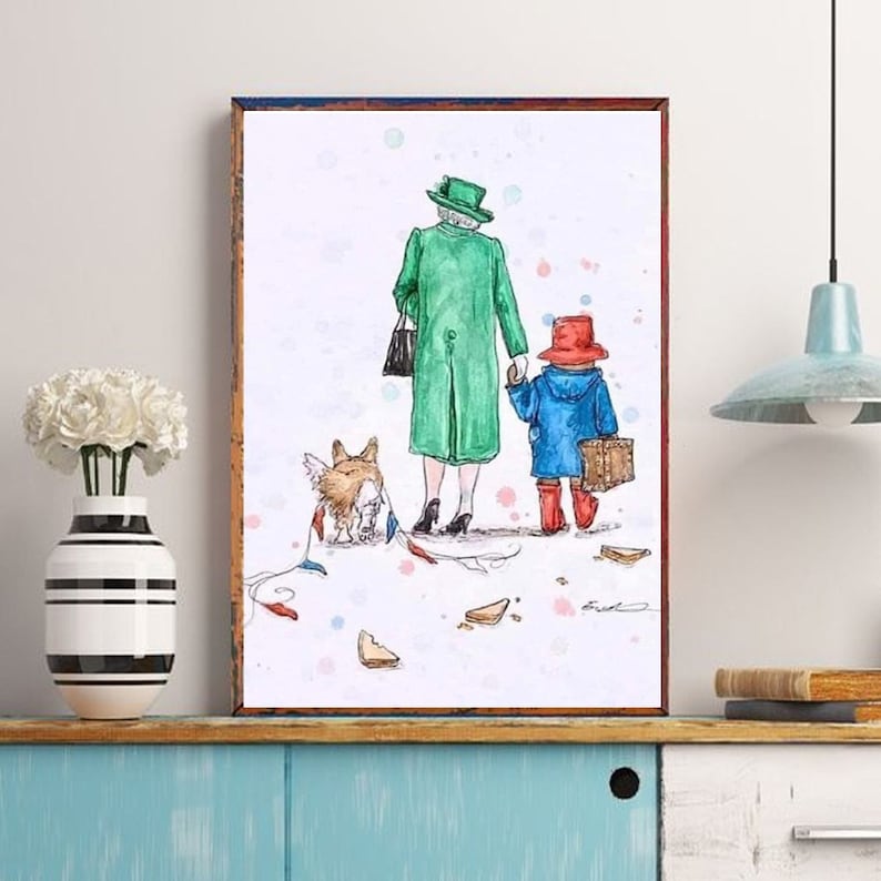 Queen Elizabeth Ii Paddington Bear Canvas Poster Queen Etsy Singapore