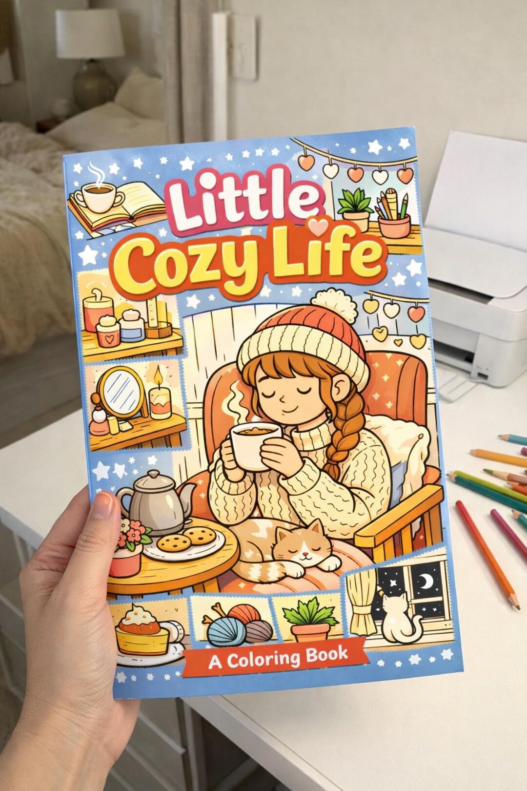 Little Cozy Life, Bold and Easy Cute Cozy Coloring Pages for Adults ...