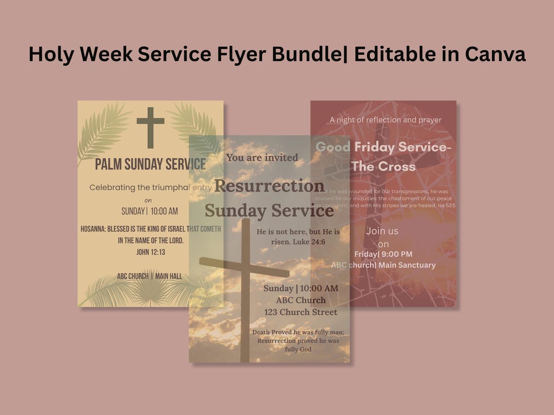 Holy Week Flyer Bundle| Palm Sunday, Good Friday and Easter Church ...