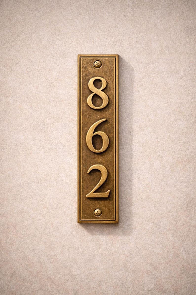 Brass House Numbers Art Deco Sign, Solid Brass Address Plaque for ...