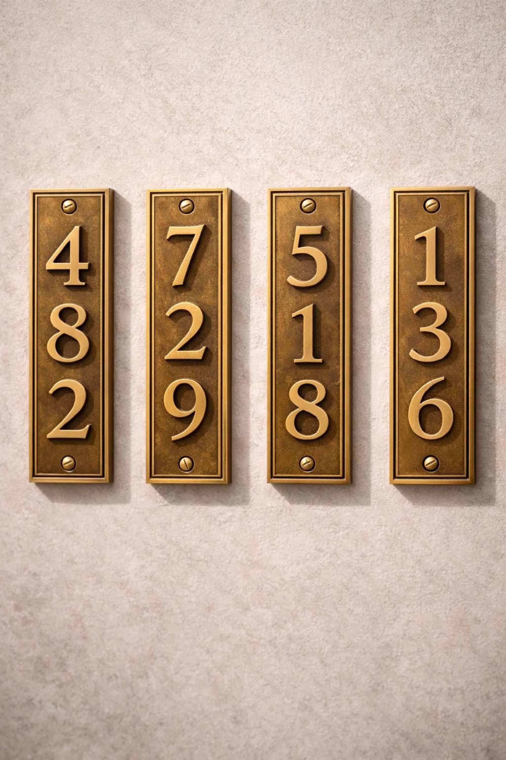 Brass House Numbers Art Deco Sign, Solid Brass Address Plaque for ...