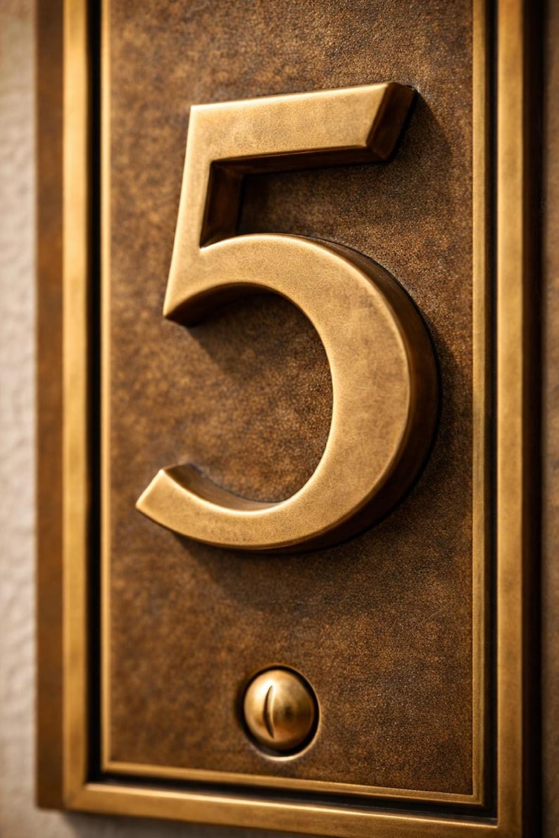 Brass House Numbers Art Deco Sign, Solid Brass Address Plaque for ...