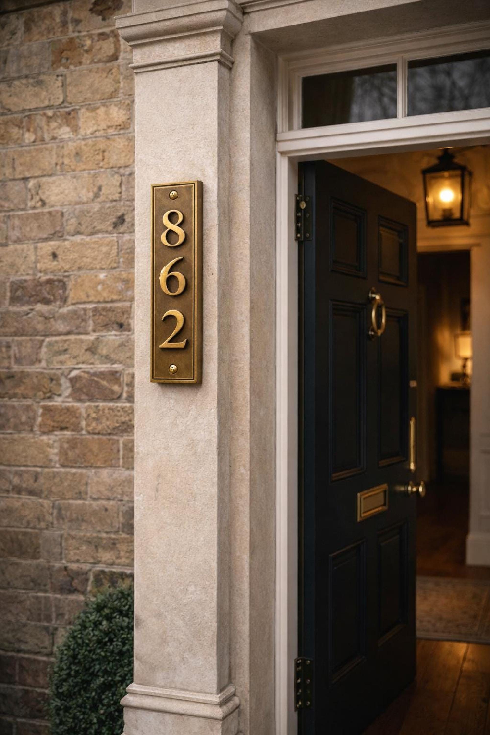 Brass House Numbers Art Deco Sign, Solid Brass Address Plaque for ...