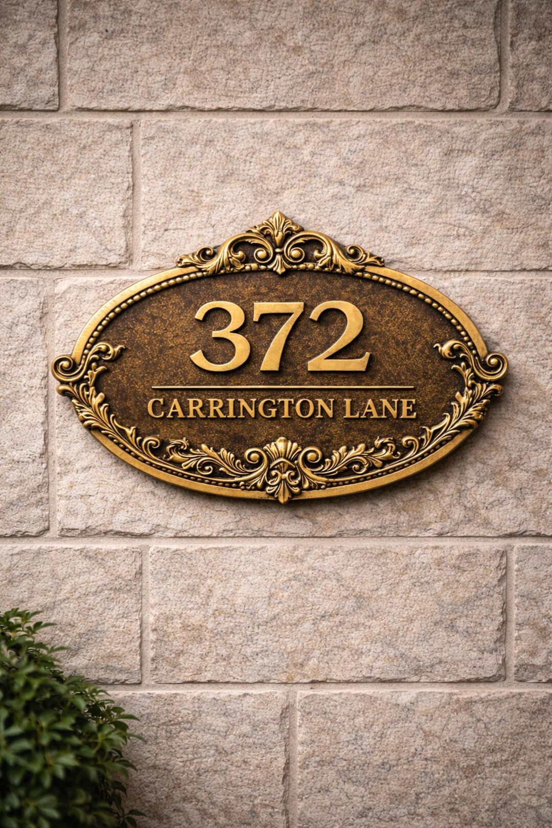 Custom Solid Brass House Number Plaque | Victorian Address Sign - Etsy