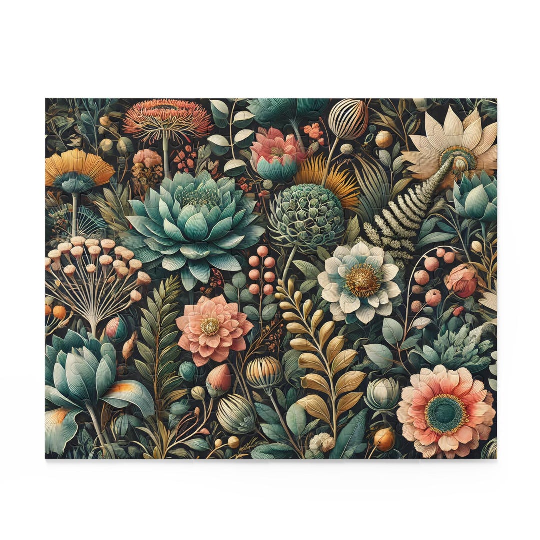 70s Vintage Floral Jigsaw Puzzle - Retro Groovy Botanical Art, 120-500 ...