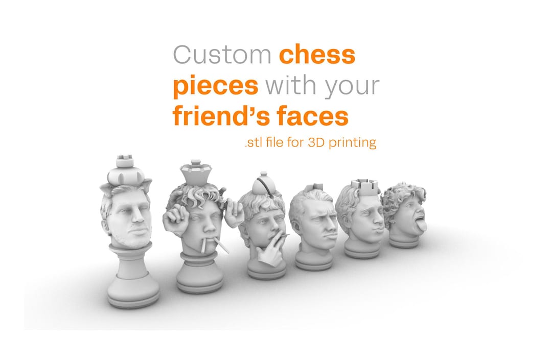 Personalized Chess Set With Your Friends' Faces, STL File for 3D ...