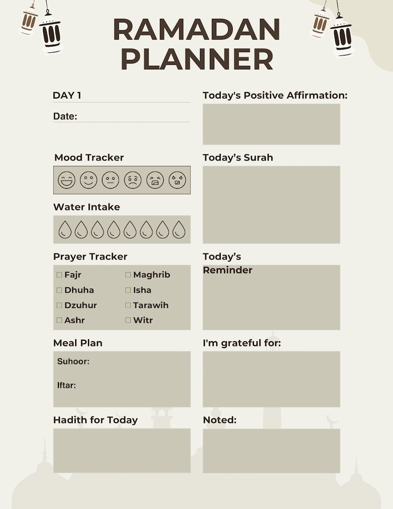 Ramadan Planner 2026 | 30 Day Islamic Journal (digital Download) - Etsy UK