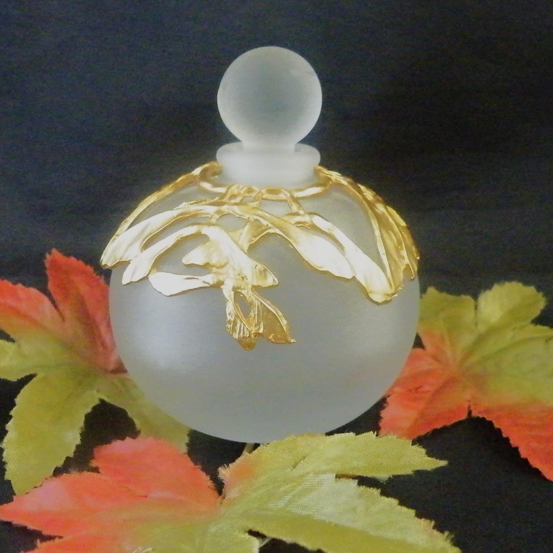 Glass Perfume Bottle by First Impressions, Art Nouveau Gold Sycamore ...