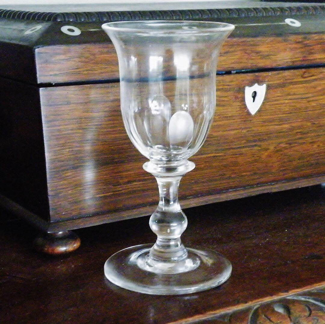 Antique Port Glass Slice Cut With Ground Pontil , Blade Knop and ...