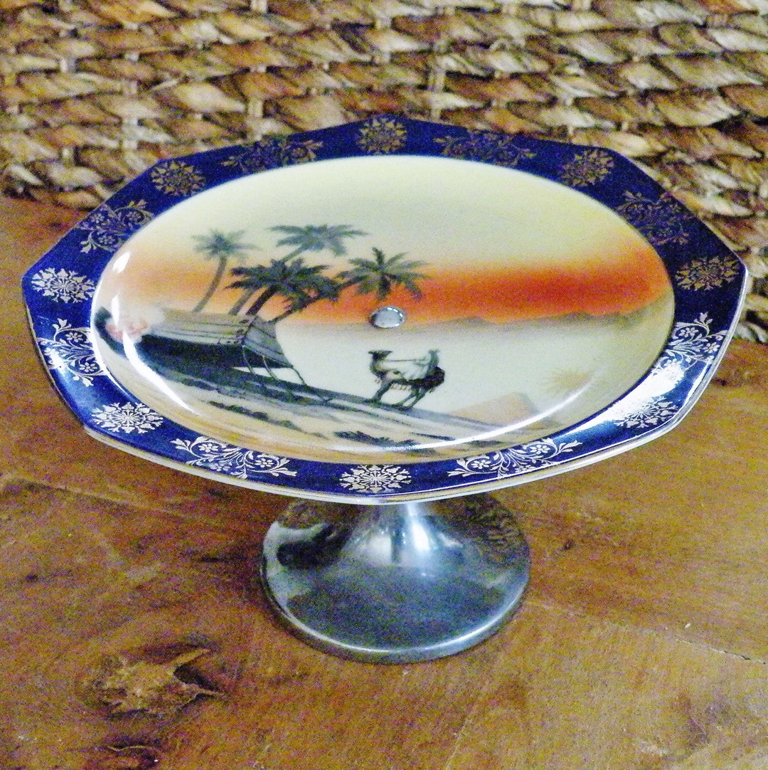 Japanese Cake Stand , Desert Scene Camel Noritake Style Art Deco Tazza ...