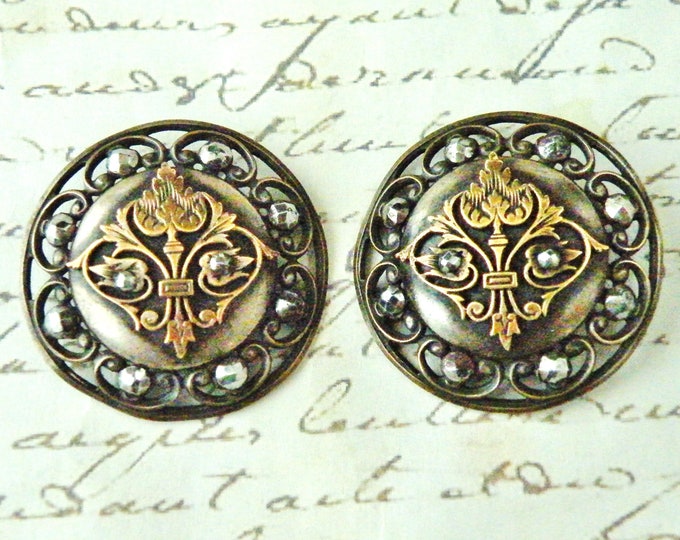 Pair Antique French Buttons Bronze Cut Steel Fleur De Lis - Etsy