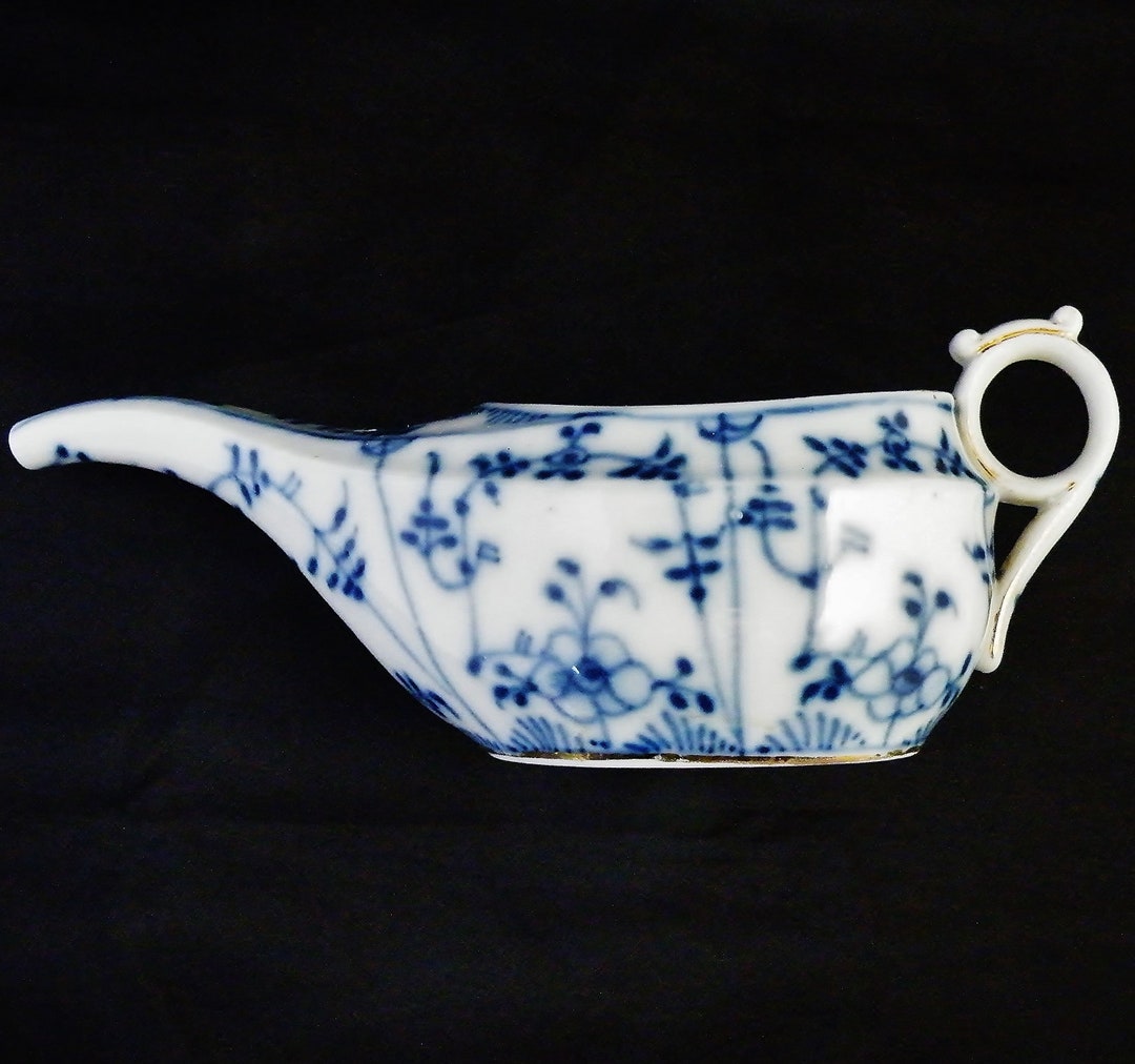 Antique Porcelain Feeder German Pap Boat for Baby or Invalid Blue Straw ...