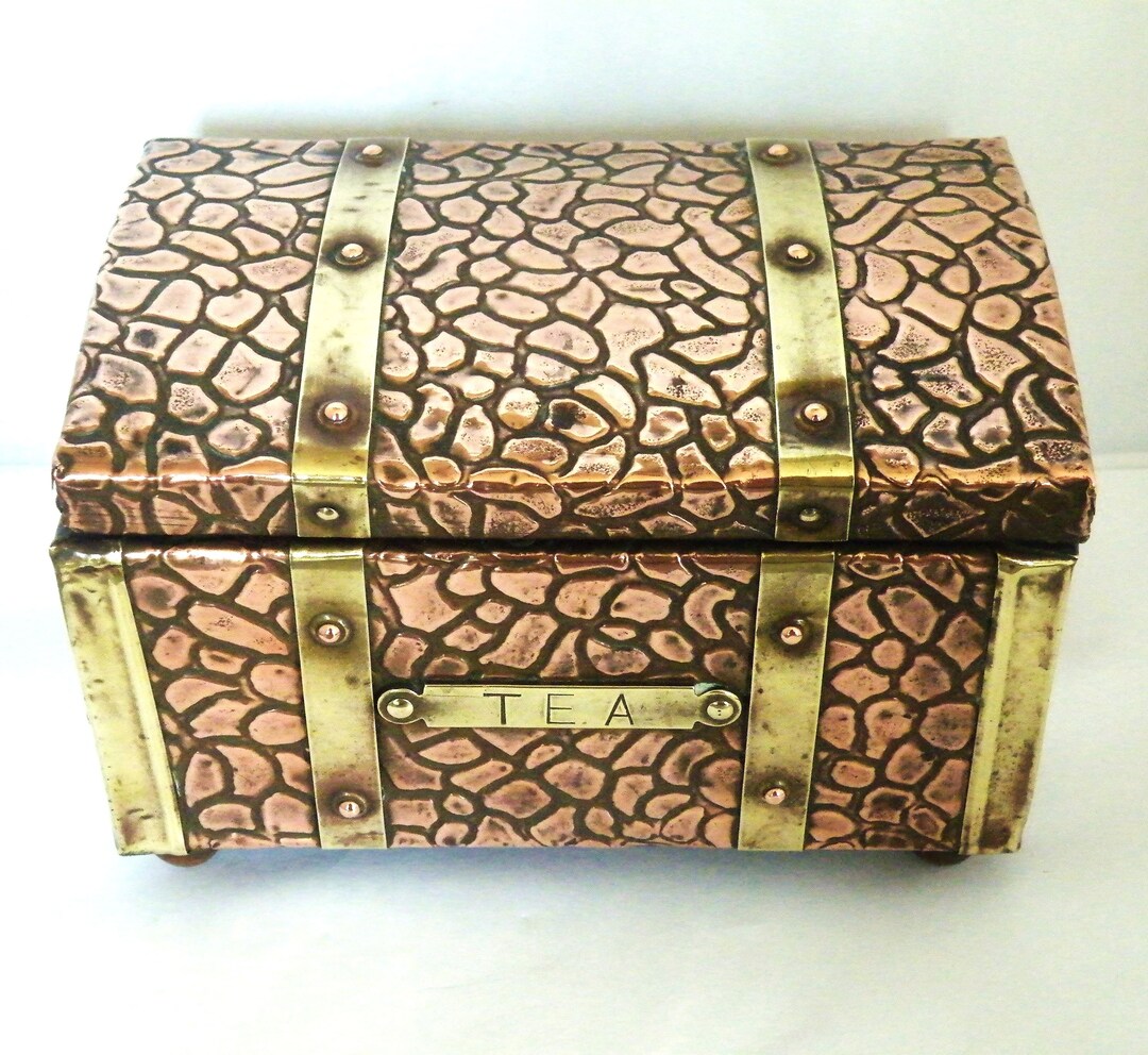 Coppertea Caddy Arts and Crafts Vintage Copper Treasure Chest - Etsy