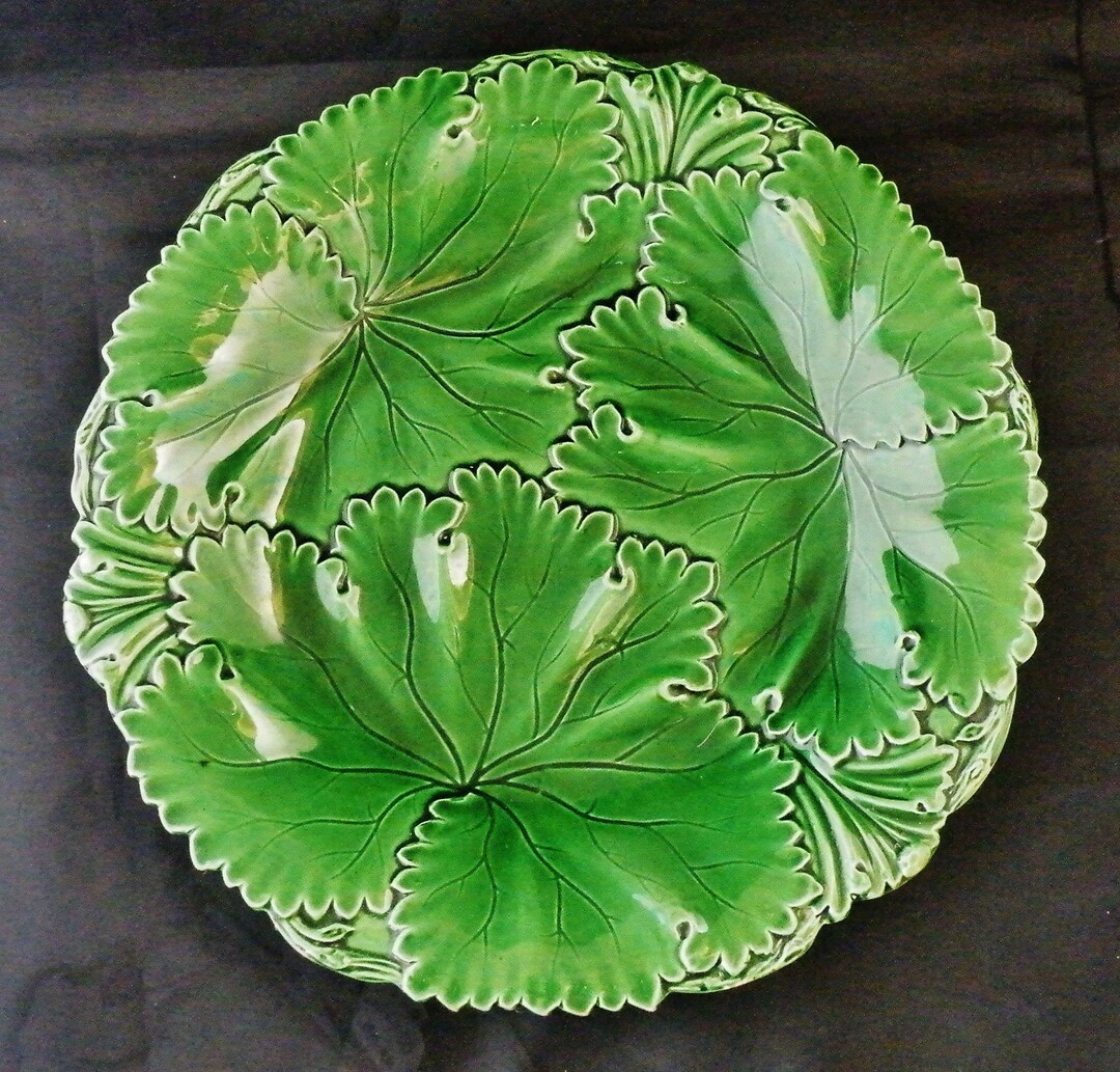 Victorian Vine Leaf Plate Cabbage Ware Copeland and Garrett New Fayence ...