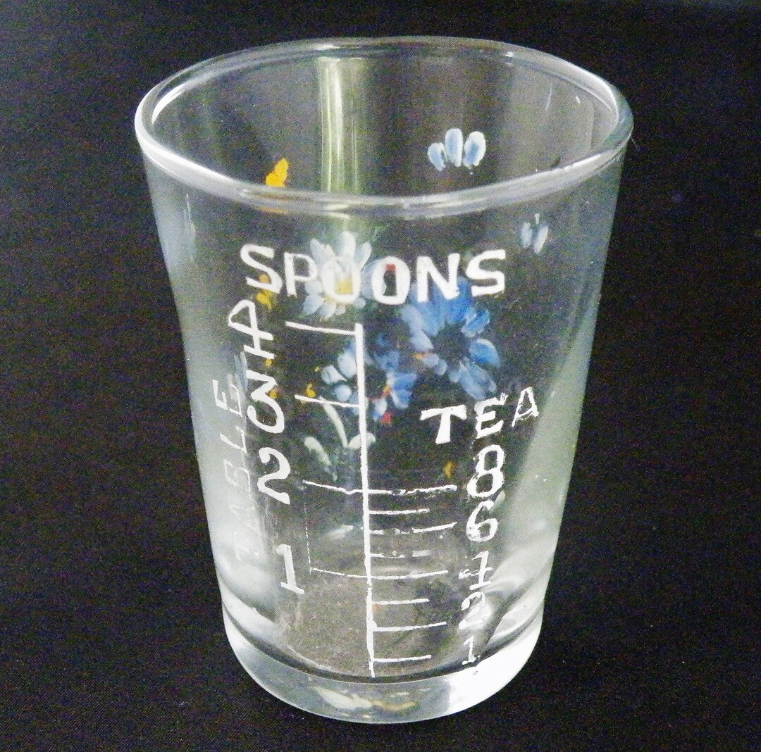 Vintage Measuring Glass , Teaspoons and Tablespoons, Hand Painted ...