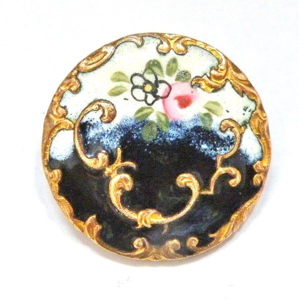 Antique Enamel Button - Etsy