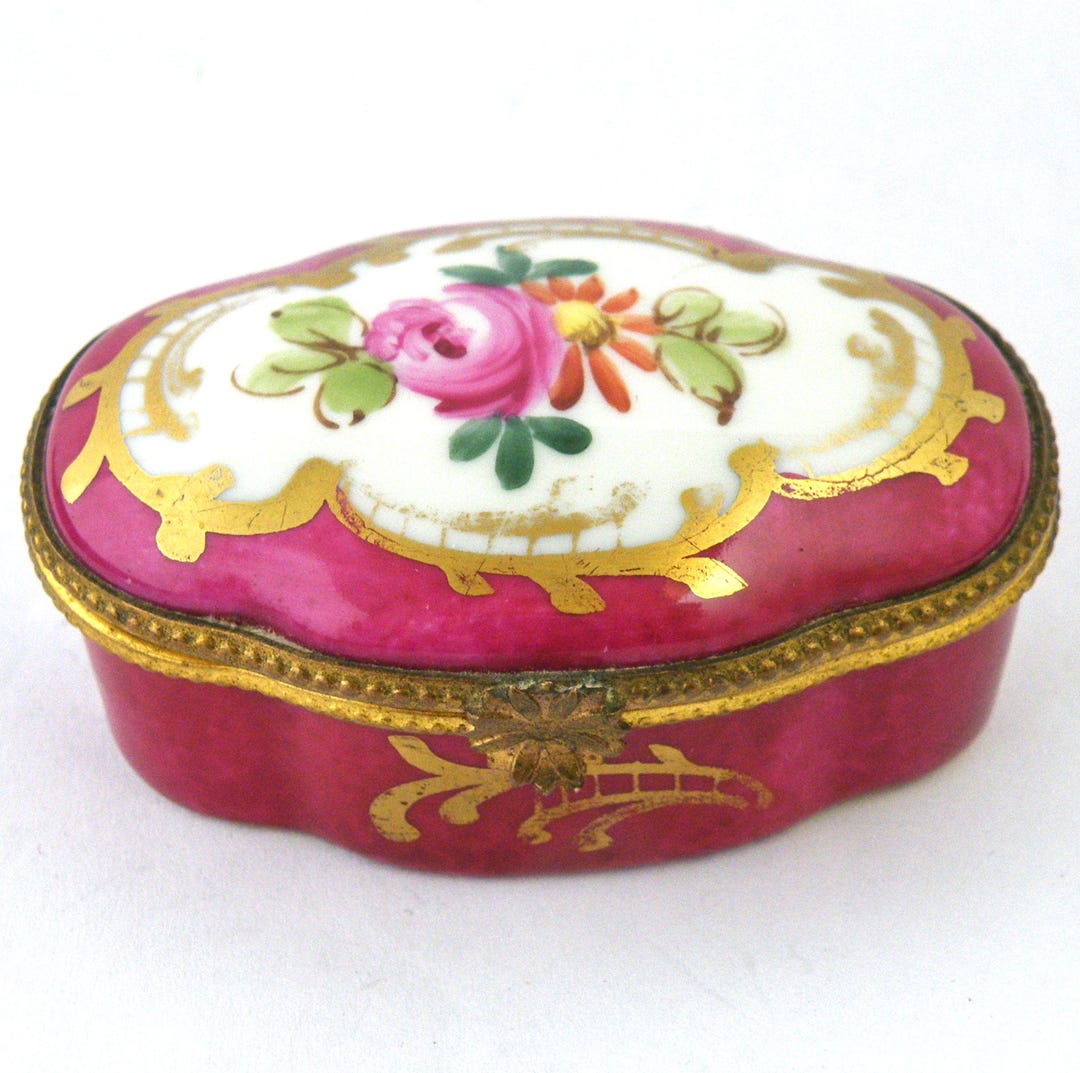 Vintage Limoges Box French Porcelain Trinket Casket Hand Painted Roses ...