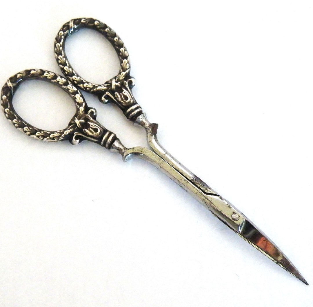 Antique Silver Handle Scissors , Needlework or Nail Scissors , Rococo ...