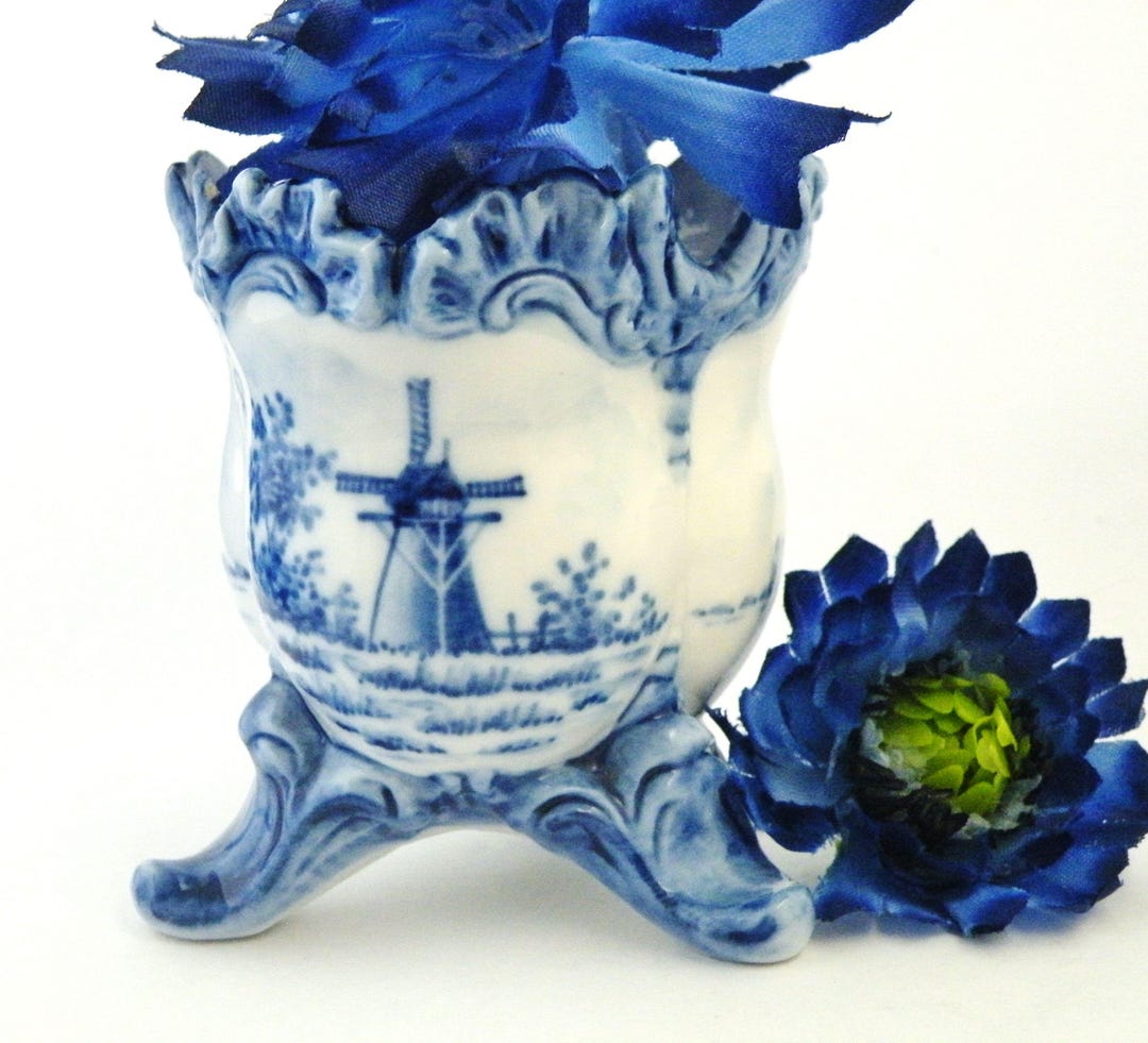 Vintage Posy Vase Dutch Delft Blue and White Windmill - Etsy