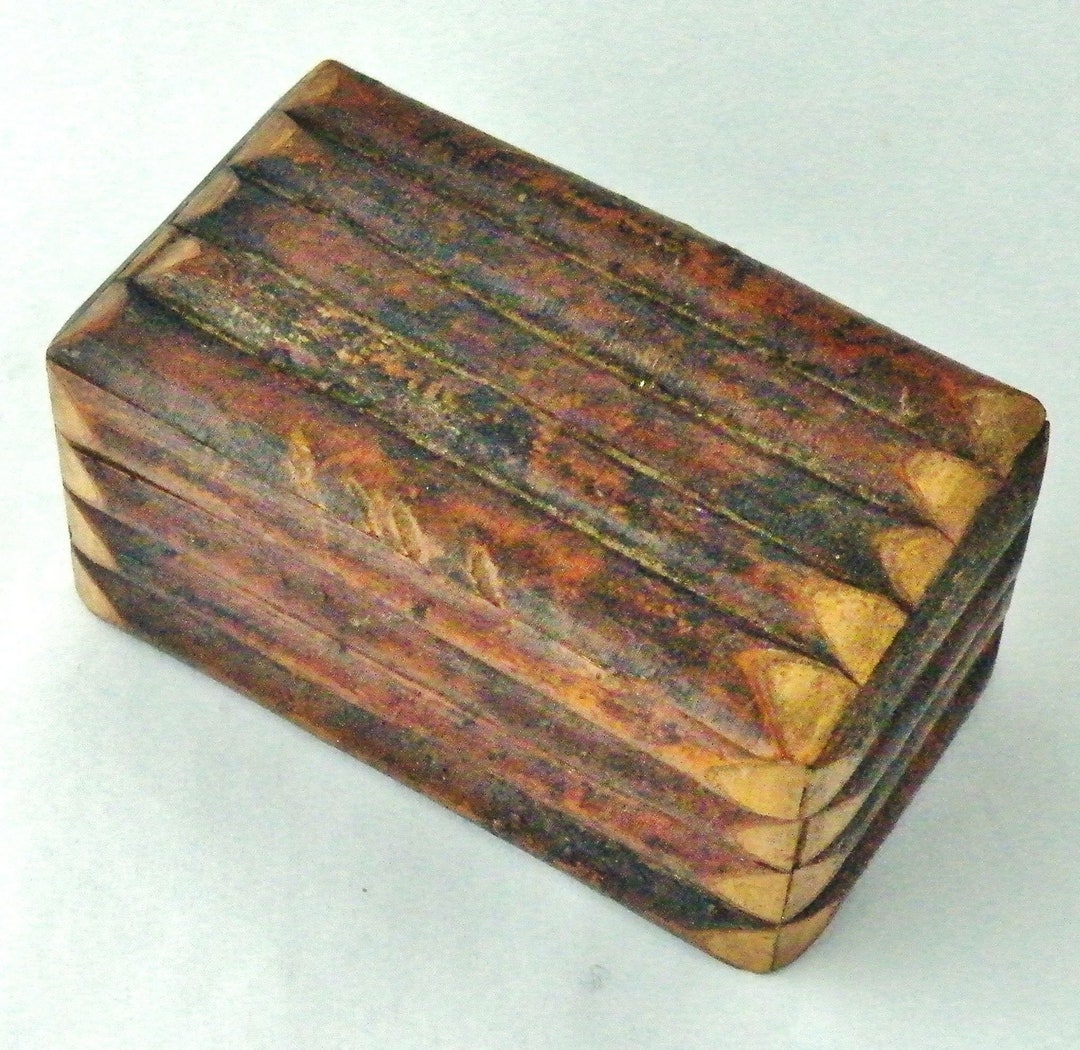Antique Stamp Box Log Cabin European Carved Wood - Etsy