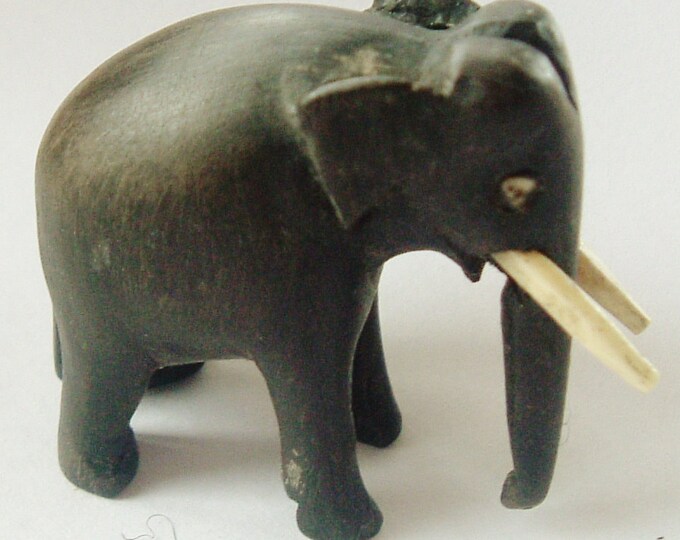 Ebony and Ivory Elephant , Hand Carved Small Figure. - Etsy