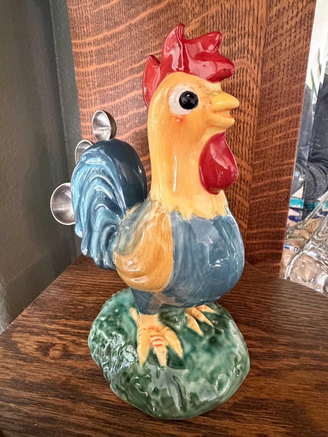 Vintage Ceramic Rooster Measuring Spoon Holder Farmhouse Kitchen Decor ...