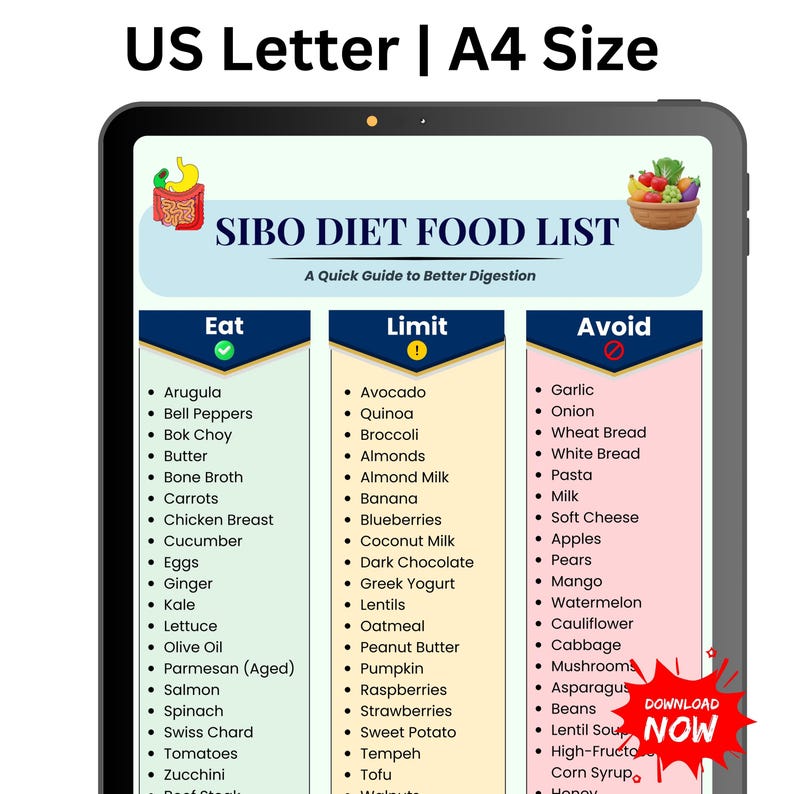 SIBO Diet Food Guide, Printable Low-fodmap Food List, Gut-friendly IBS ...