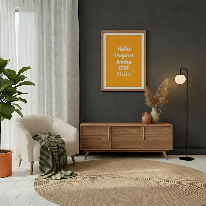 Hello World, Multilingual Poster: Sunshine Warming Greetings Wall Art ...