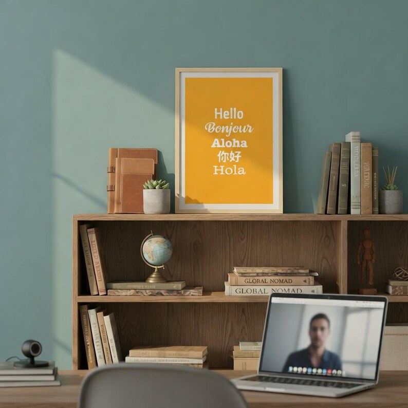 Hello World, Multilingual Poster: Sunshine Warming Greetings Wall Art ...