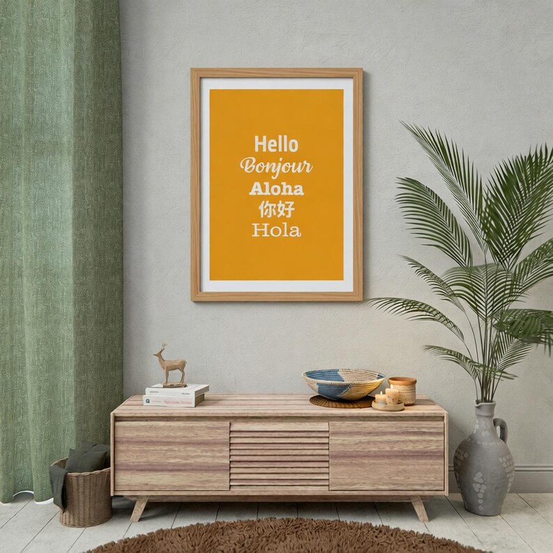 Hello World, Multilingual Poster: Sunshine Warming Greetings Wall Art ...
