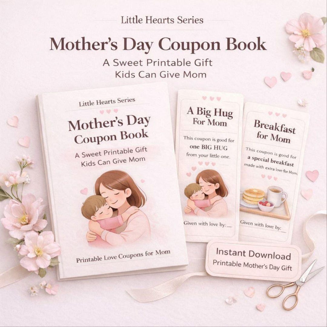 Mother’s Day Coupon Book Printable, Gift for Mom From Kids, Instant ...