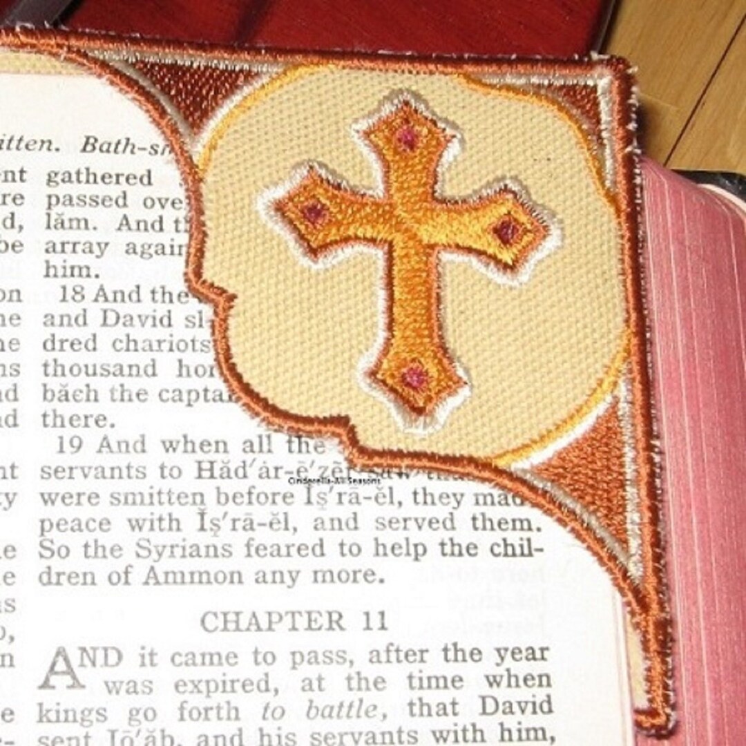 Corner Bookmark Cross Embroidered - Etsy