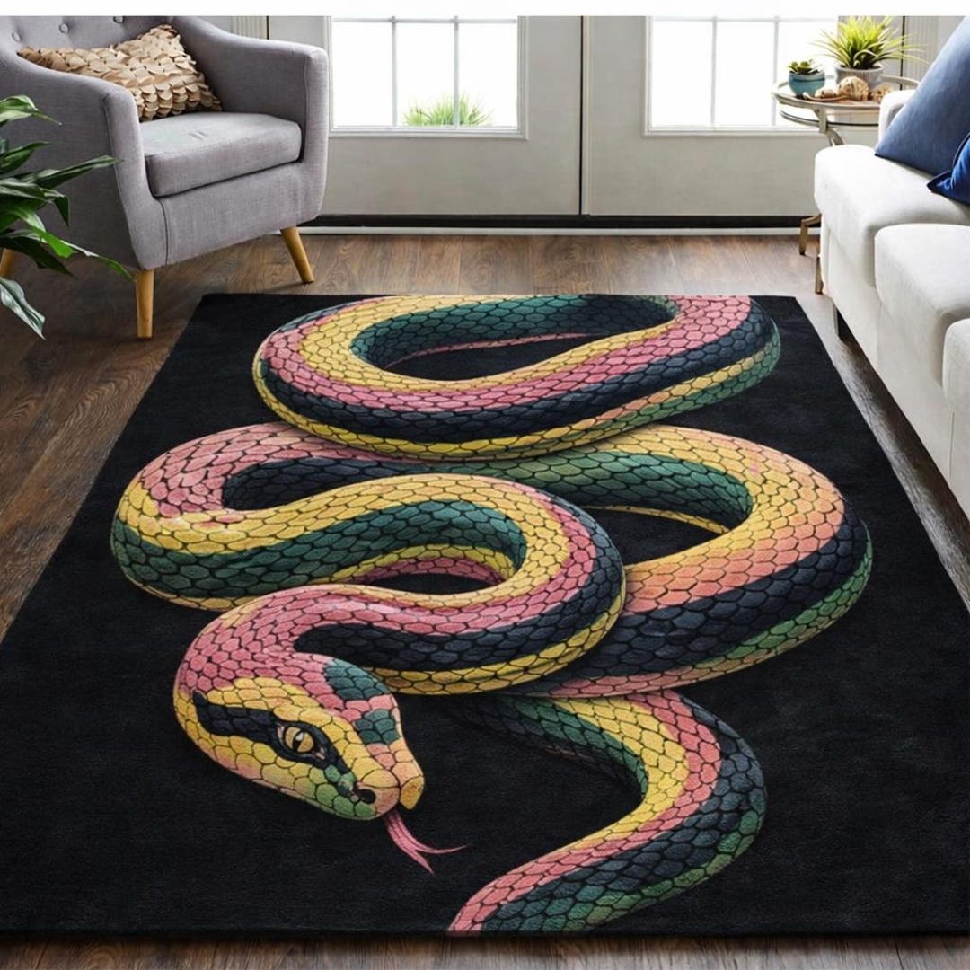 Colorful Snake Area Rug – Gothic Serpent Print, Modern Home Decor - Etsy