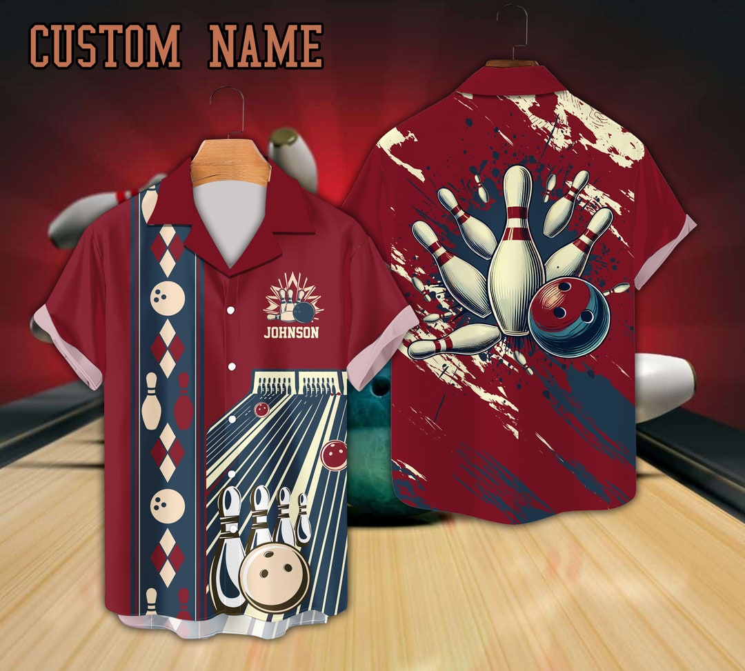 Personalized Bowling Hawaiian Shirt, Custom Name Bowling Button Down ...