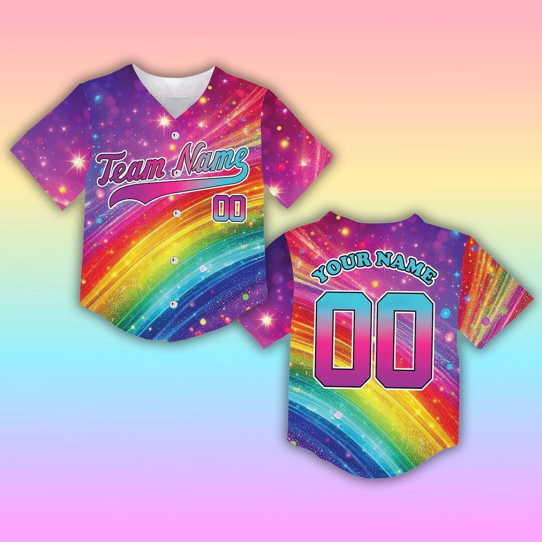 Personalized Sparkling Glitter Gradient Baseball Jersey Custom Baseball ...