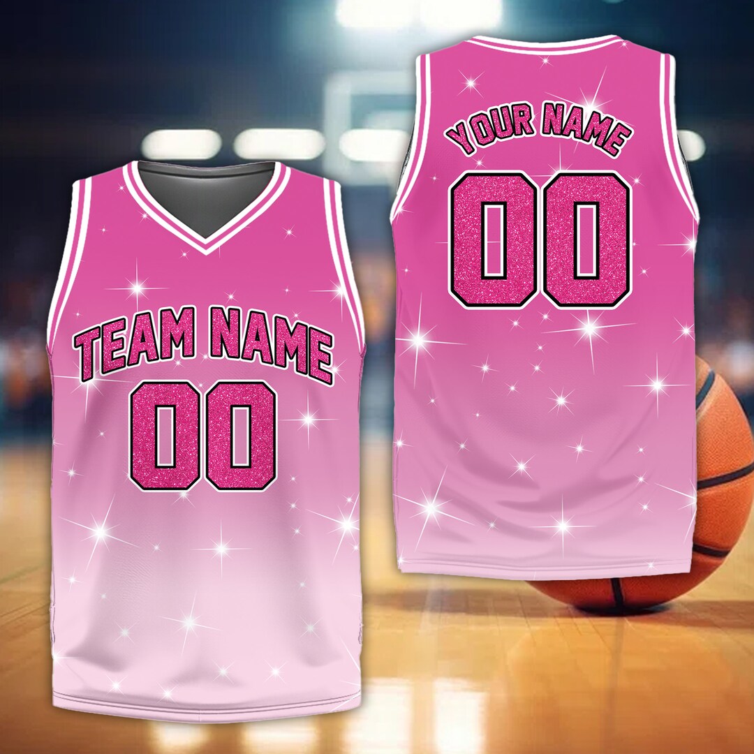 Custom Sparkling Glitter Gradient Basketball Jersey Personalized B-ball ...
