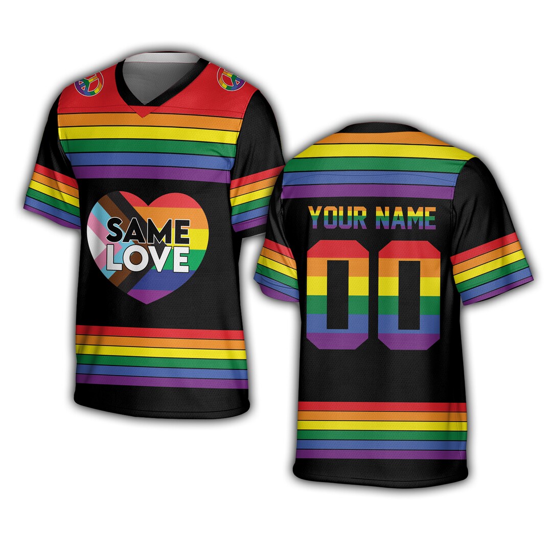 Custom LGBTQ Pride Month Football Jersey Personalized LGBTQ Lesbian Gay ...