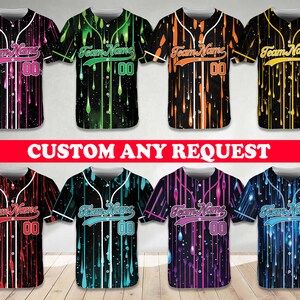 Personalized Color Dripping Baseball Jersey Custom Name Number Youth ...