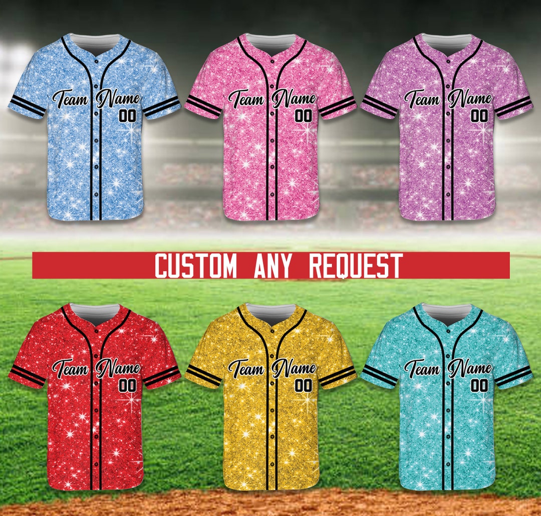 Custom Fraud Glitter Baseball Jersey Personalized Color Baseball Shirt ...