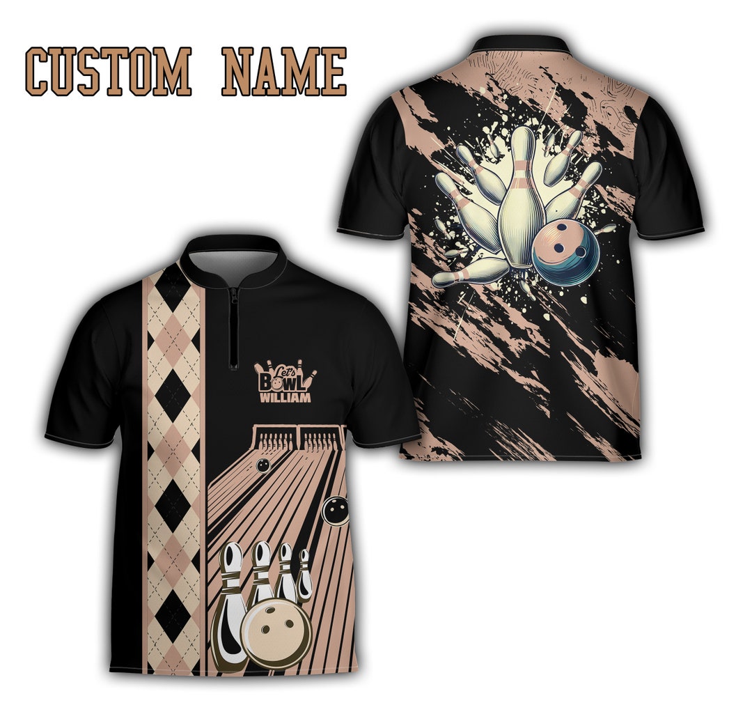 Personalized Vintage Retro Bowling Jersey Custom Bowling Polo All Over ...