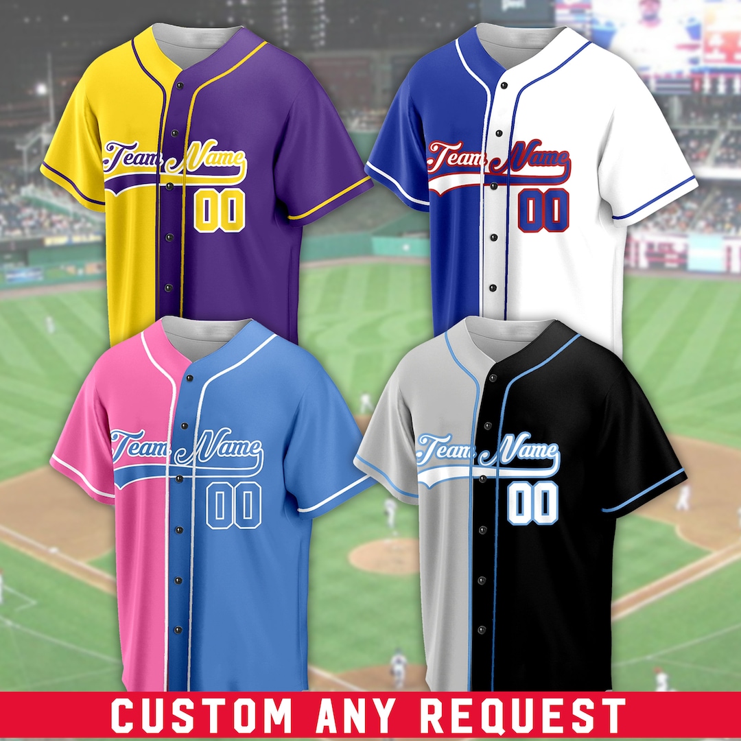 Custom 2 Colors Jersey Personalization Split Baseball Jersey Game Day ...