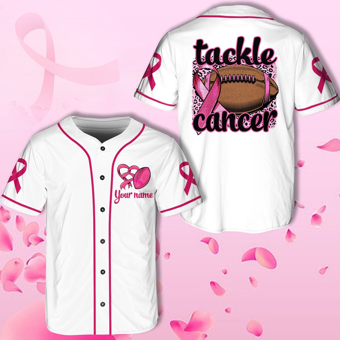 Custom Name Breast Cancer Baseball Jersey, Tackle Cancer Gift for ...