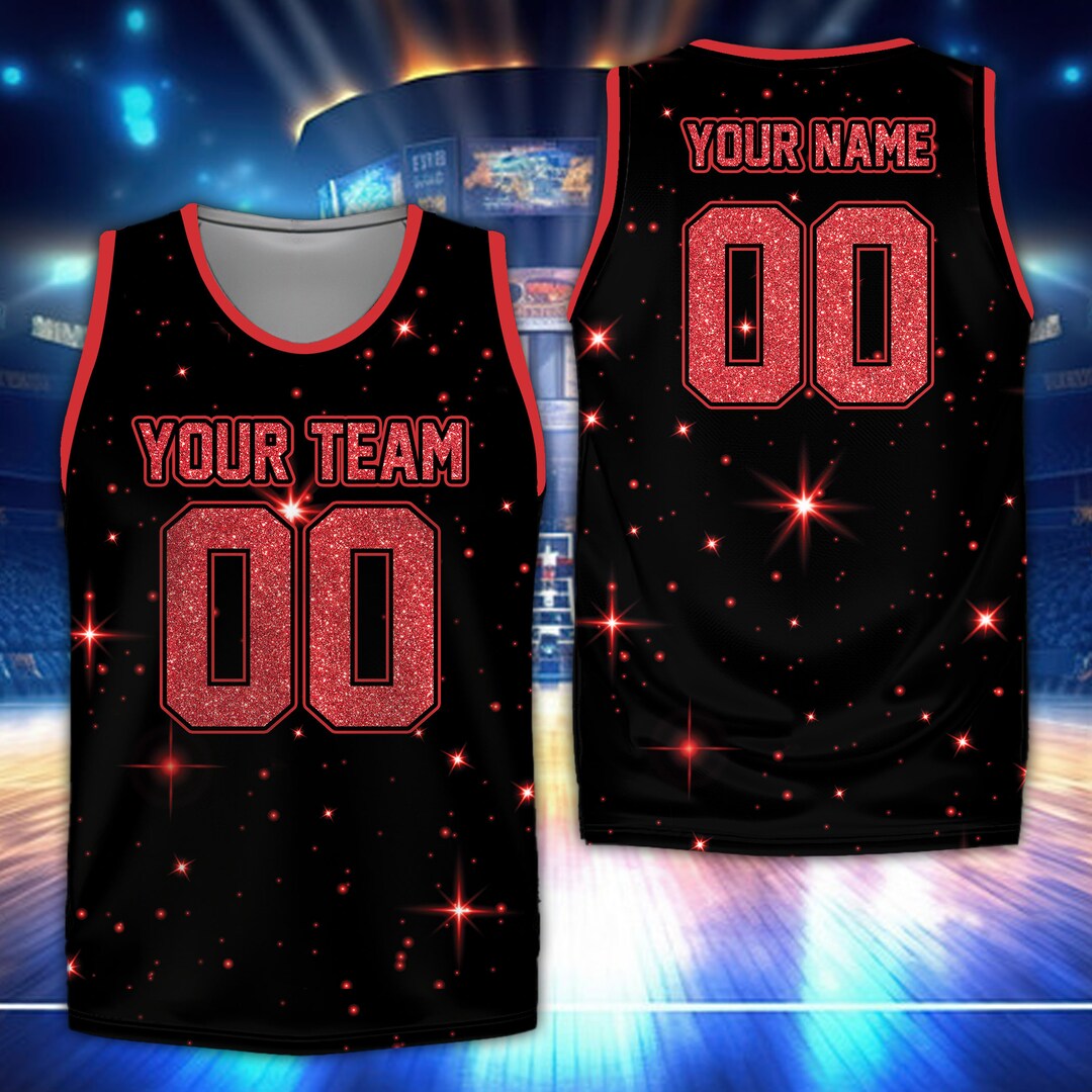 Custom Sparkling Glitter Gradient Basketball Jersey Personalized B-ball ...