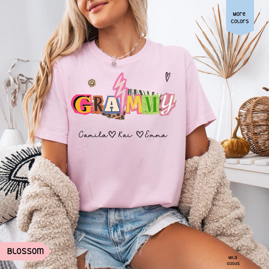Personalized Grammy Shirt, Custom Grandkids Names Tee, Comfort Colors ...