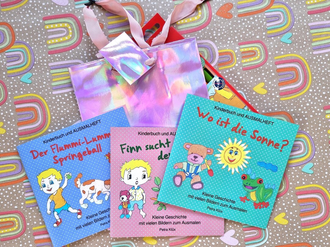 Gift Set With 3 Personalized Coloring Books, 1 Pack of Colored Pencils ...